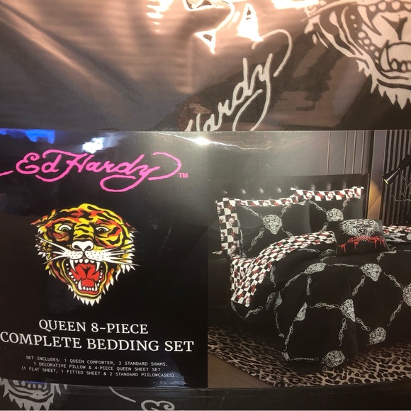 Ed Hardy | Bedding | Ed Hardy Black And White Complete Bedding Set ...